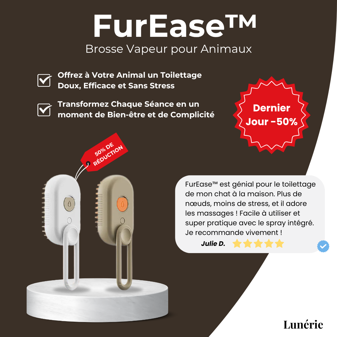 Dernier Jour -50% | FurEase™ Brosse Vapeur pour Animaux – Lunérie